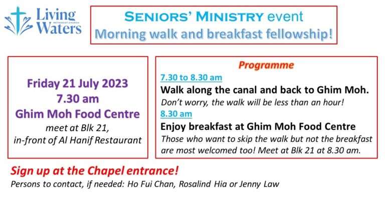 Seniors’ Ministry Morning Walk & Breakfast Fellowship – Living Waters ...